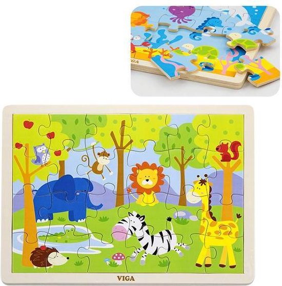 Viga Wooden Puzzle – Safari 24pc – Edutoy